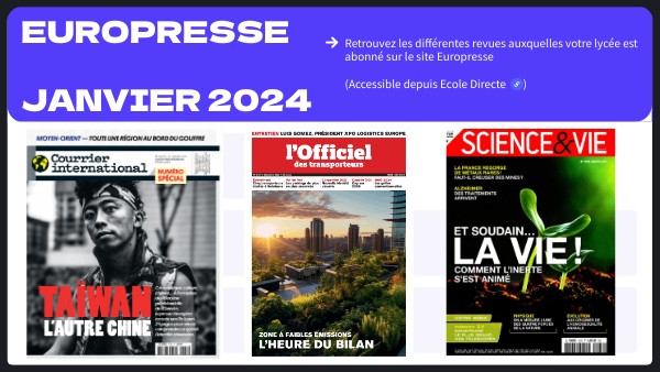 Europresse - Janvier 2024 | Genially