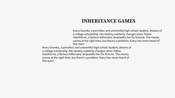 inheritance games | Genially