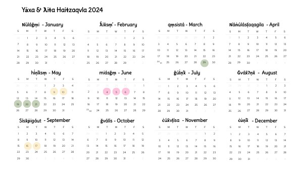 Potlatches and Feasts Bella Bella Calendar 2024 | Genially