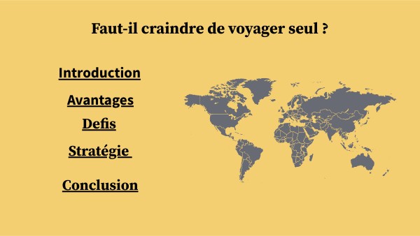 Faut-il craindre de voyager seul | Genially