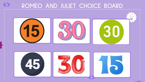Romeo and Juliet Choice Board | Genially