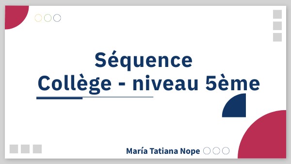 Séquence - collège niveau 5éme