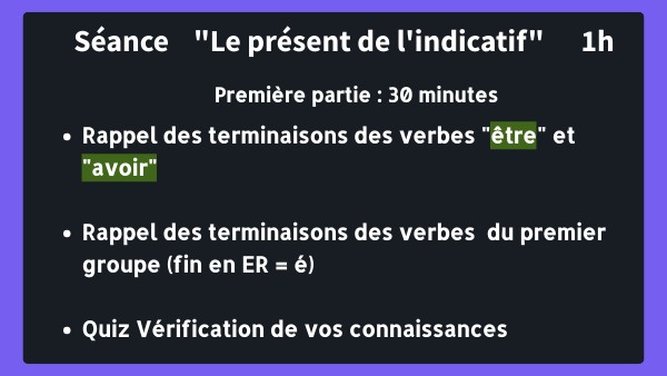 Présent de l'indicatif premier