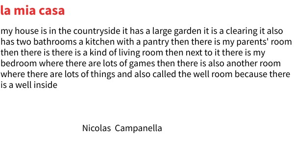 la mia casa in inglese