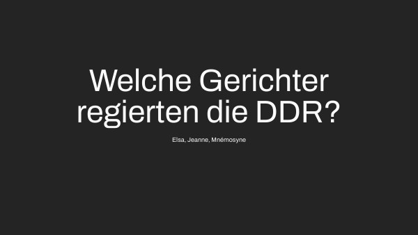 Welche Gerichter regierten die DDR? | Genially