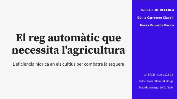 El reg automàtic que necessita l'agricultura