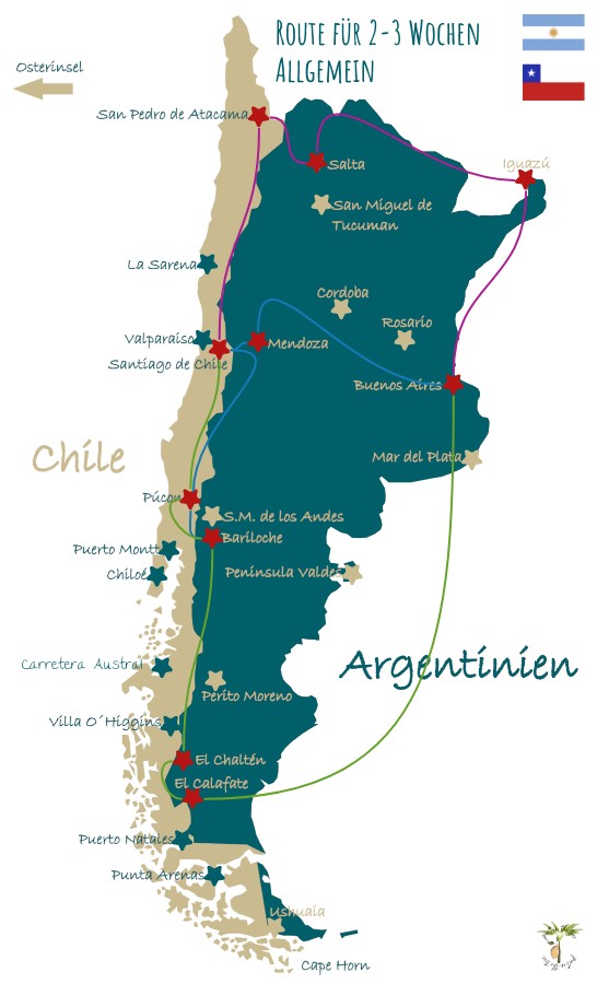 Route Argentinien und Chile 2-3 Wochen | Genially
