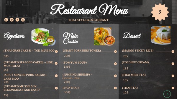 ThaiLand Menu | Genially