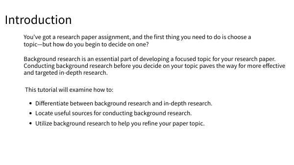 Background Research Tips