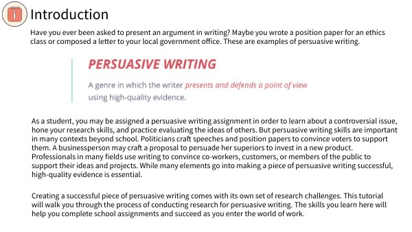 Research for Persuasive Writing