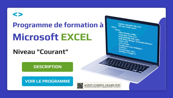 Programme formation EXCEL niveau courant