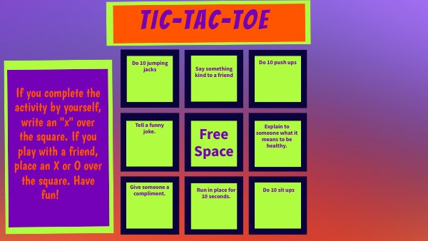 K-5 Elem PE tic tac toe