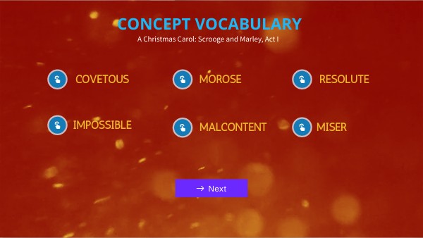 Concept Vocabulary & Word Study: A Christmas Caro Interactive Glossary