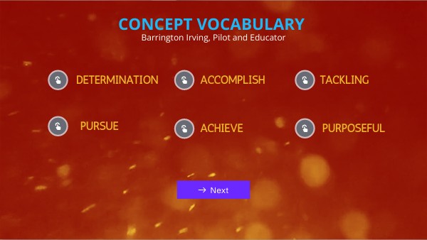 Concept Vocabulary & Word Study: Barrington IrvingInteractive Glossary