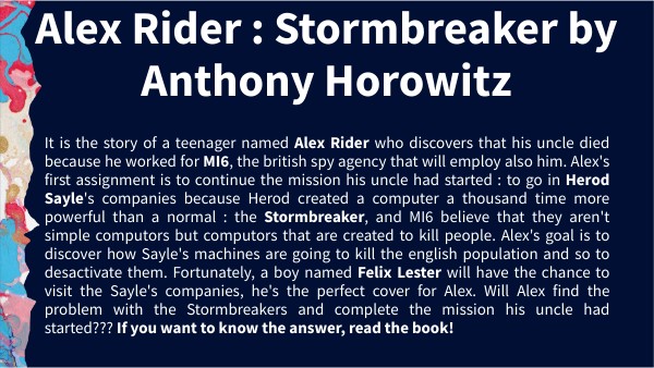 English presentation on Alex Rider | Genially