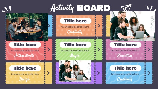 Tableau d'activités | Genially