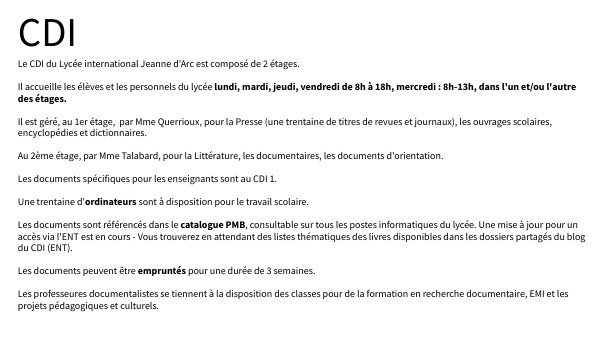 Présentation CDI | Genially