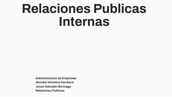 Presentación de Relaciones Publicas Internas | Genially