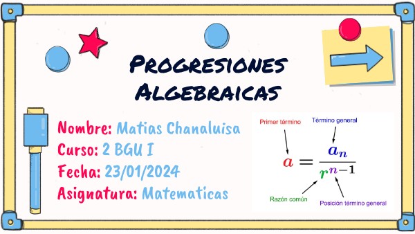 Progresiones Algebraicas.Matias.Chanaluisa.2I | Genially