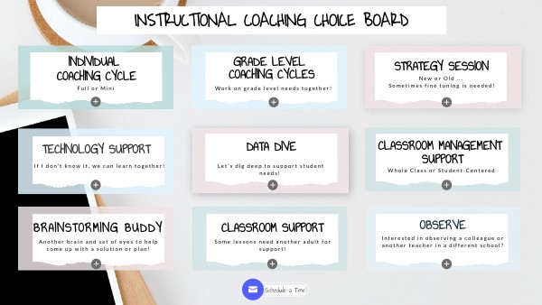 Instructional Coach Choice Board | Genially