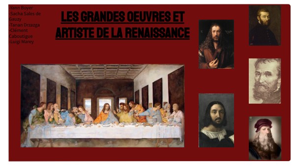 Les grandes oeuvres et artiste de la renaissance