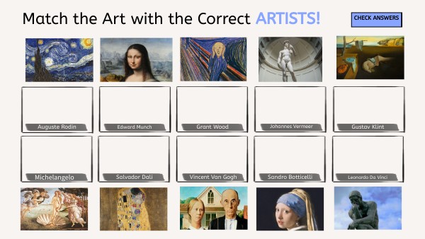 Famous Arts Behavioral Task_Match Artist | Genially