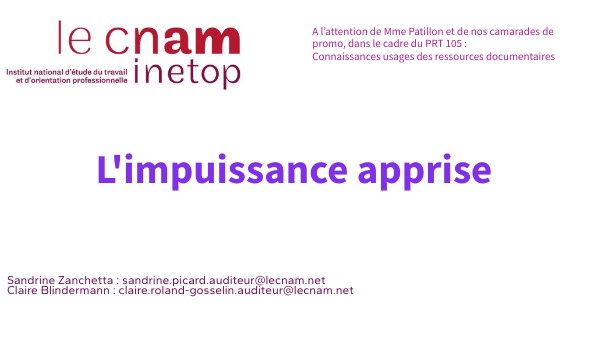 L'impuissance apprise | Genially