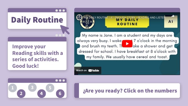 Ruta de aprendizaje Reading 'Daily routine'