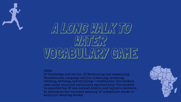 A Long Walk To Water Vocabulary Game | Genially