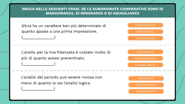 esercizio per le subordinate comparative | Genially