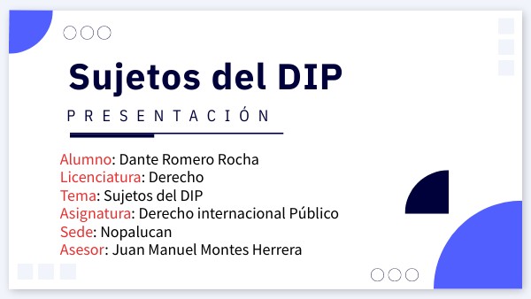 PRESENTACIÓN Sujetos del DIP | Genially