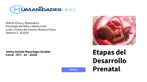 Etapa de desarrollo prenatal | Genially