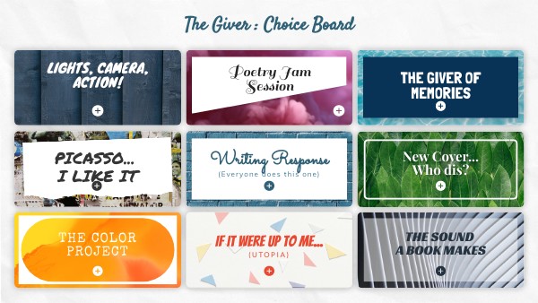 The Giver: Choice Board