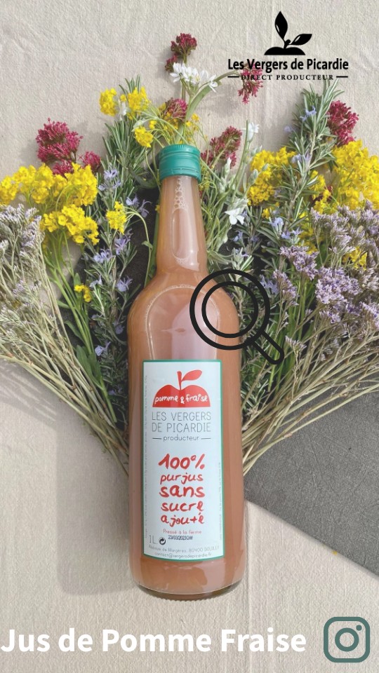 Le Jus de Pomme Fraise - Les Vergers de Picardie - 1L