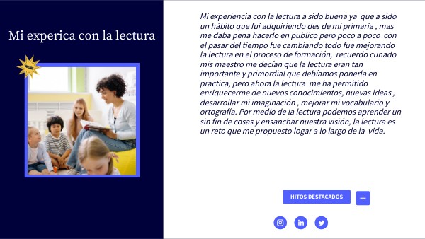 mi experiencia con la lectura | Genially