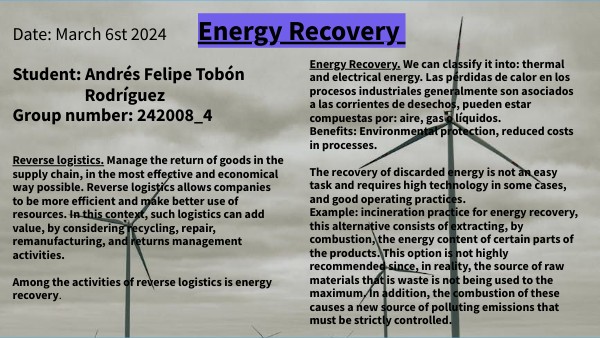 Energy Recovery | Genially