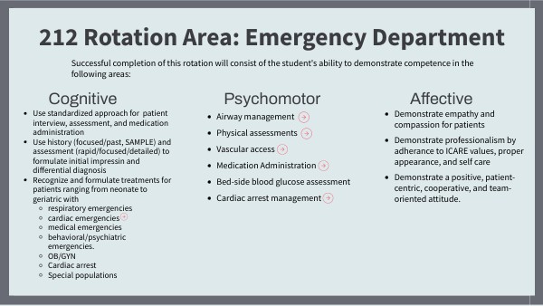 EMS 212 Clinical Objectives
