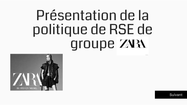 Présentation de la politique de RSE du groupe ZARA | Genially