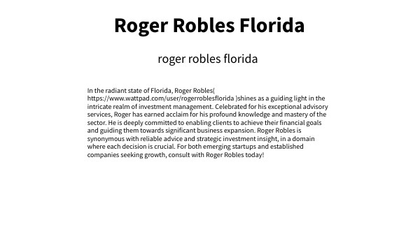 Roger Robles Florida | Genially