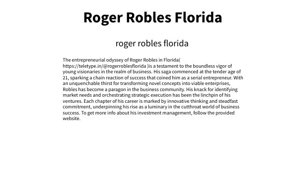 Roger Robles Florida | Genially