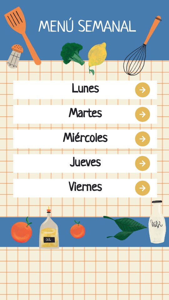 MENÚ SEMANAL EN EL COLE | Genially