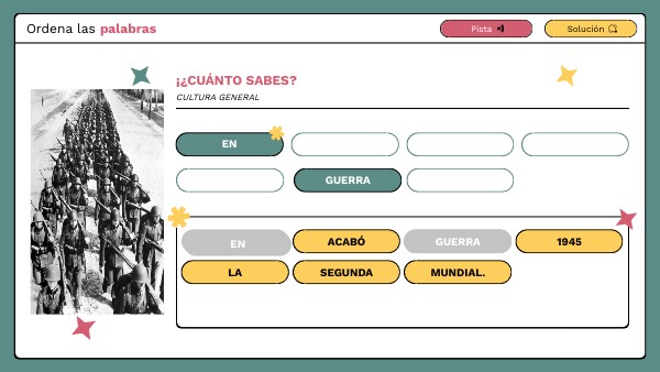 Ordena las palabras | Genially