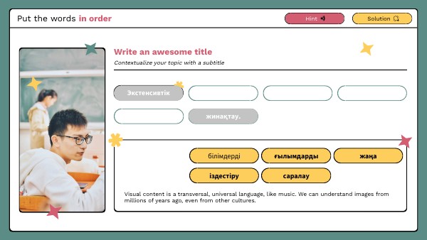 Put the words in order | Genially