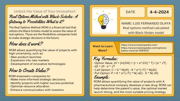 Real Options Method with Black-Schole | Genially