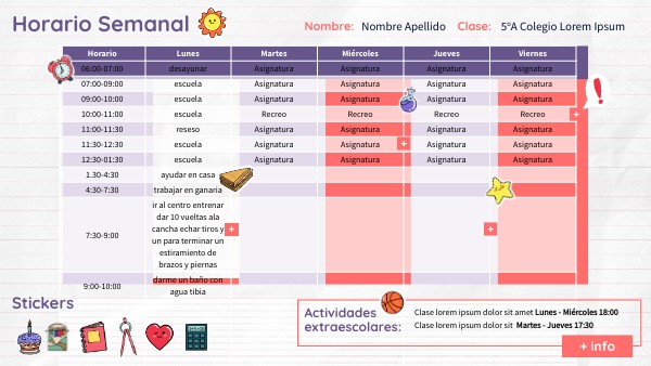 Horario semanal | Genially