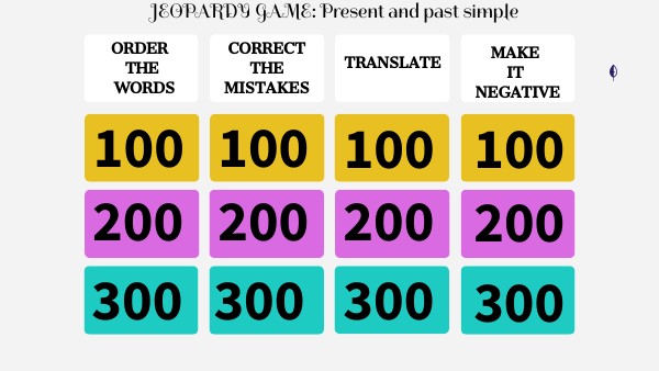 Jeopardy_tenses review | Genially