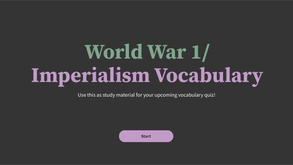 WW1/Imperialism Vocabulary | Genially