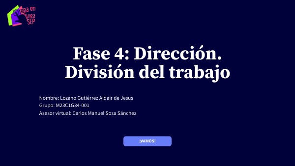 Fase 4: Dirección. División del trabajo | Genially