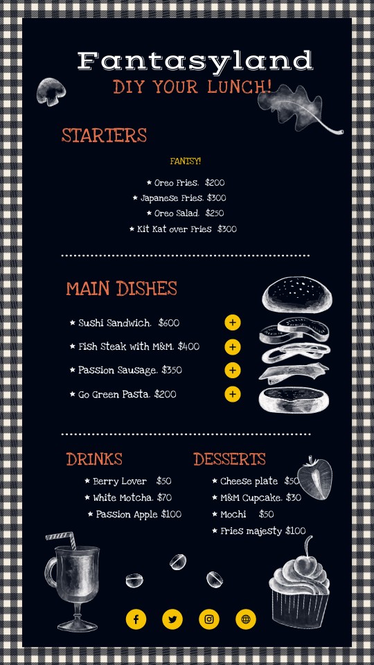 Fantasy Land Menu no ingredients | Genially