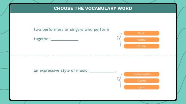 Choose the vocabulary word | Genially